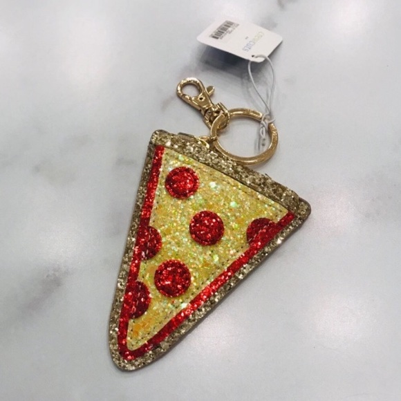 J. Crew | Accessories | Jcrew Glitter Pizza Slice Coin Purse Key Chain ...